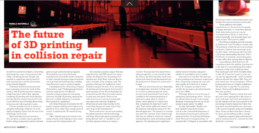 The future of 3D printing in collision repair, Bodyshop magazine ...